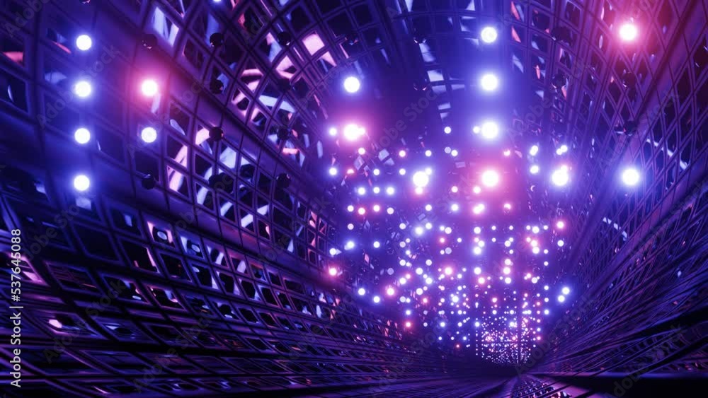 Data flow in tube channel. Fly through hi-tech futuristic environment ...