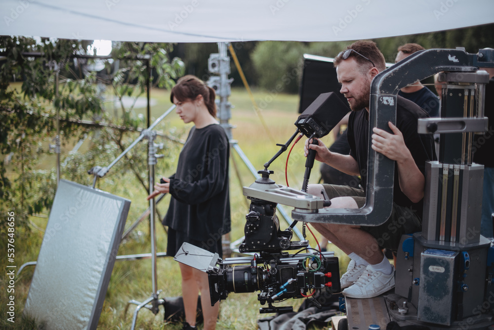 Director of photography with a camera in his hands on the set. The ...