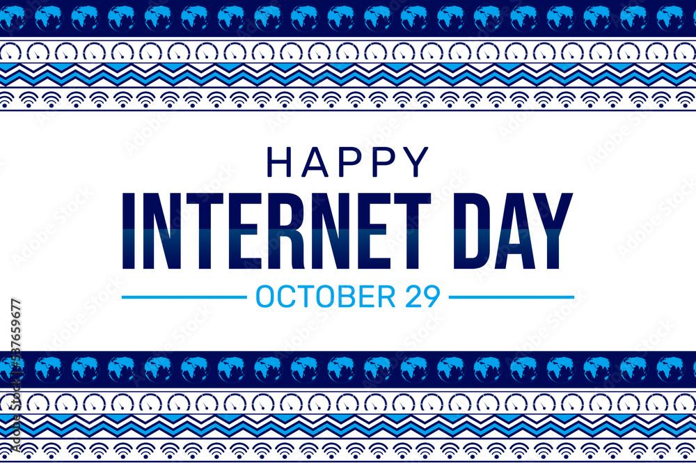 Happy Internet Day wallpaper with globe and internet signs in ...