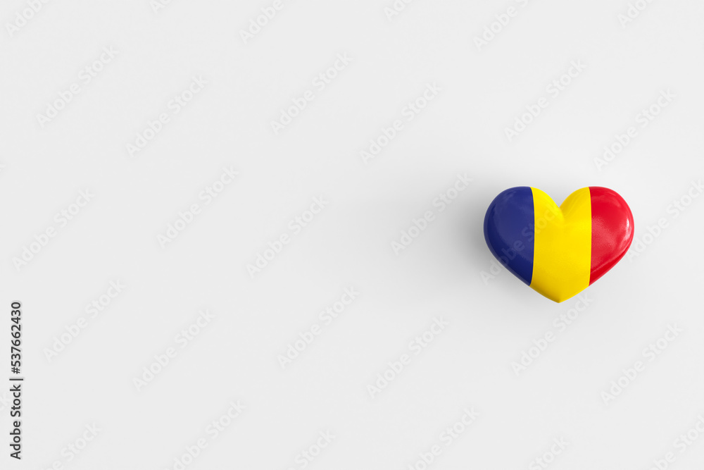 Love for Romania - heart shaped glossy icon with the national flag of ...