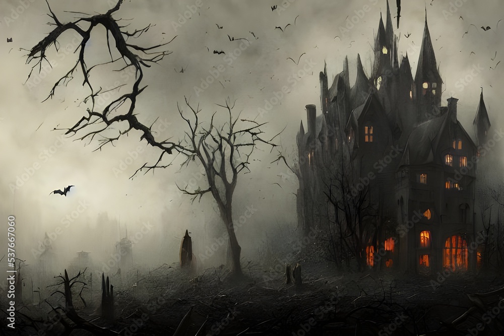 The Halloween scary castle is a spooky looking place that would be ...