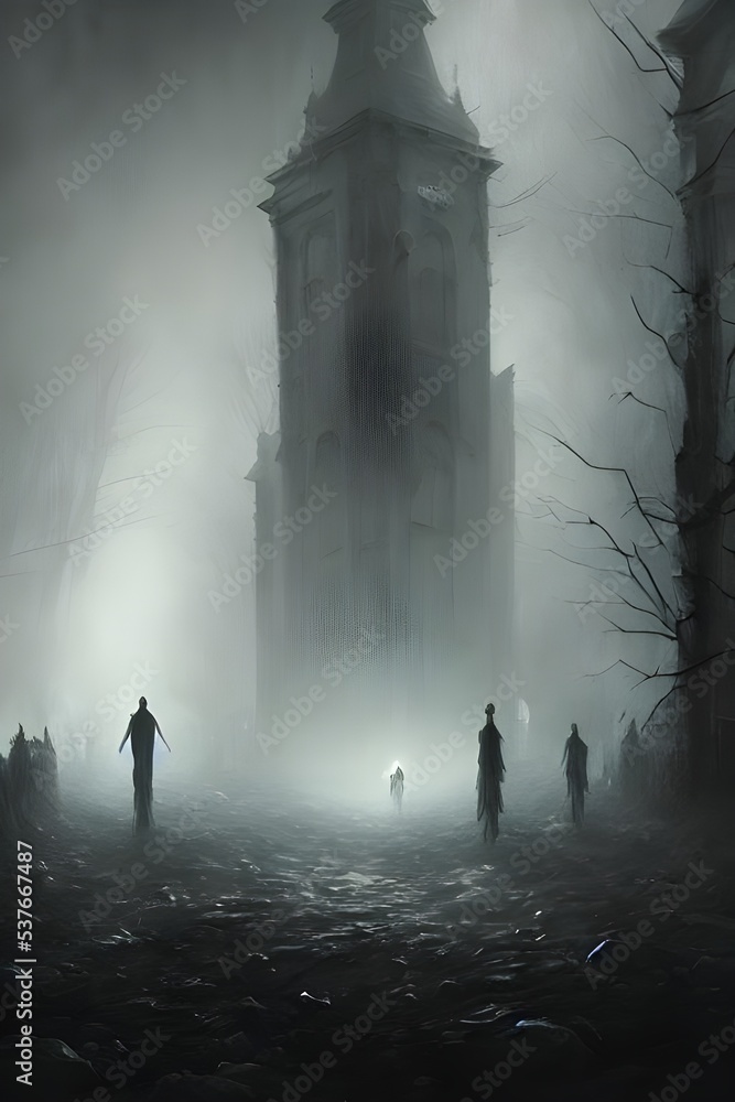 I see three ghosts. They are floating in the air and they look very ...