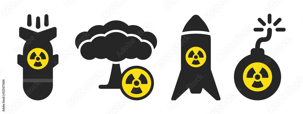 Nuclear icon set. Bomb, missile symbol. War weapon icon collection ...