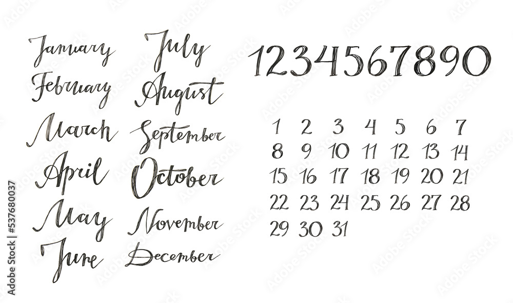 Planner Calendar Clipart Months