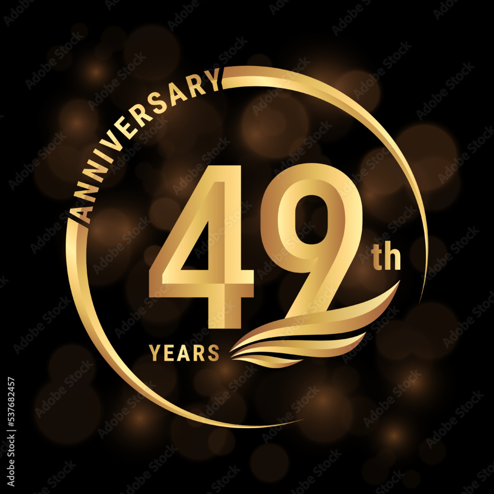 49th Anniversary Logo, Logo design with gold color wings for poster ...