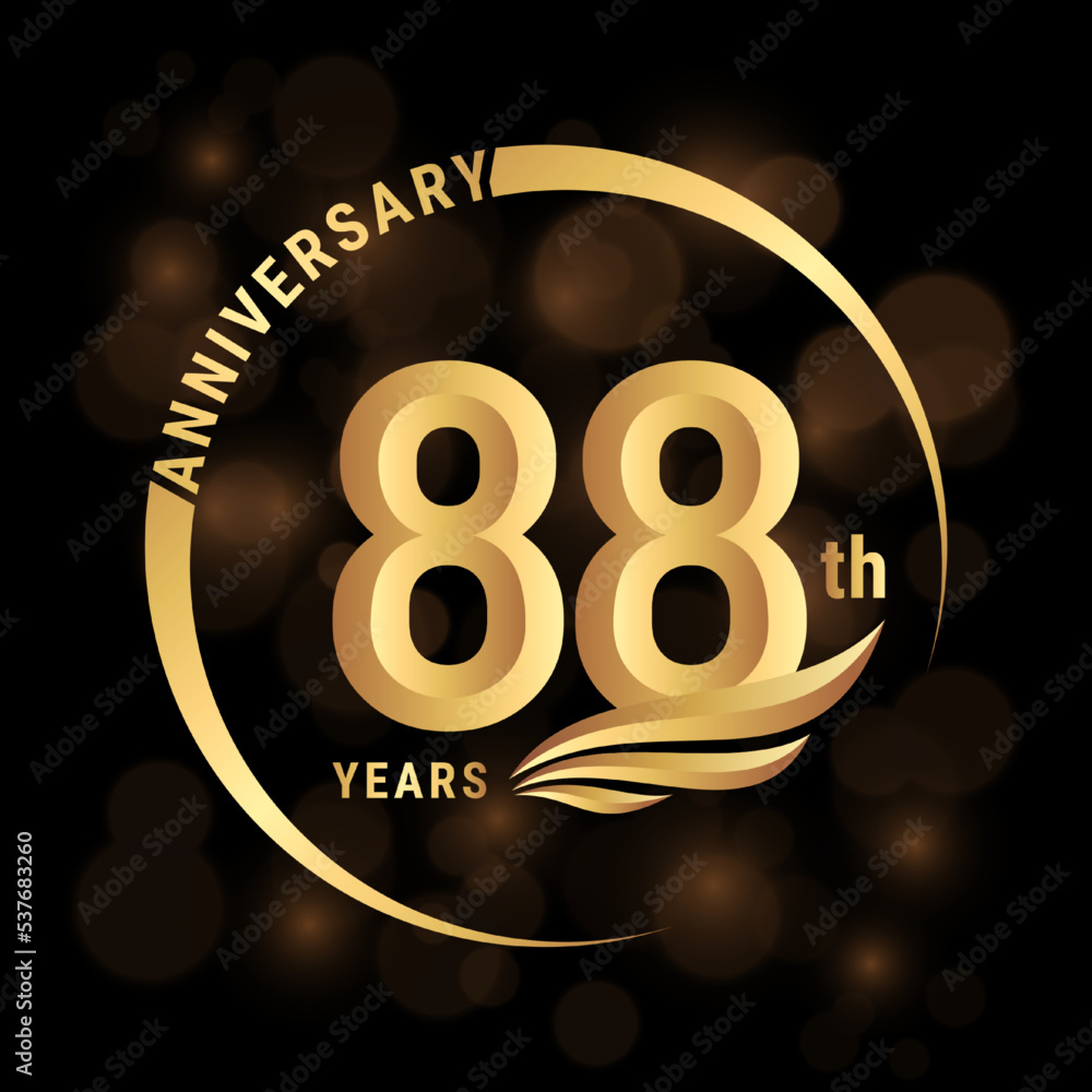 88th Anniversary Logo, Logo design with gold color wings for poster ...