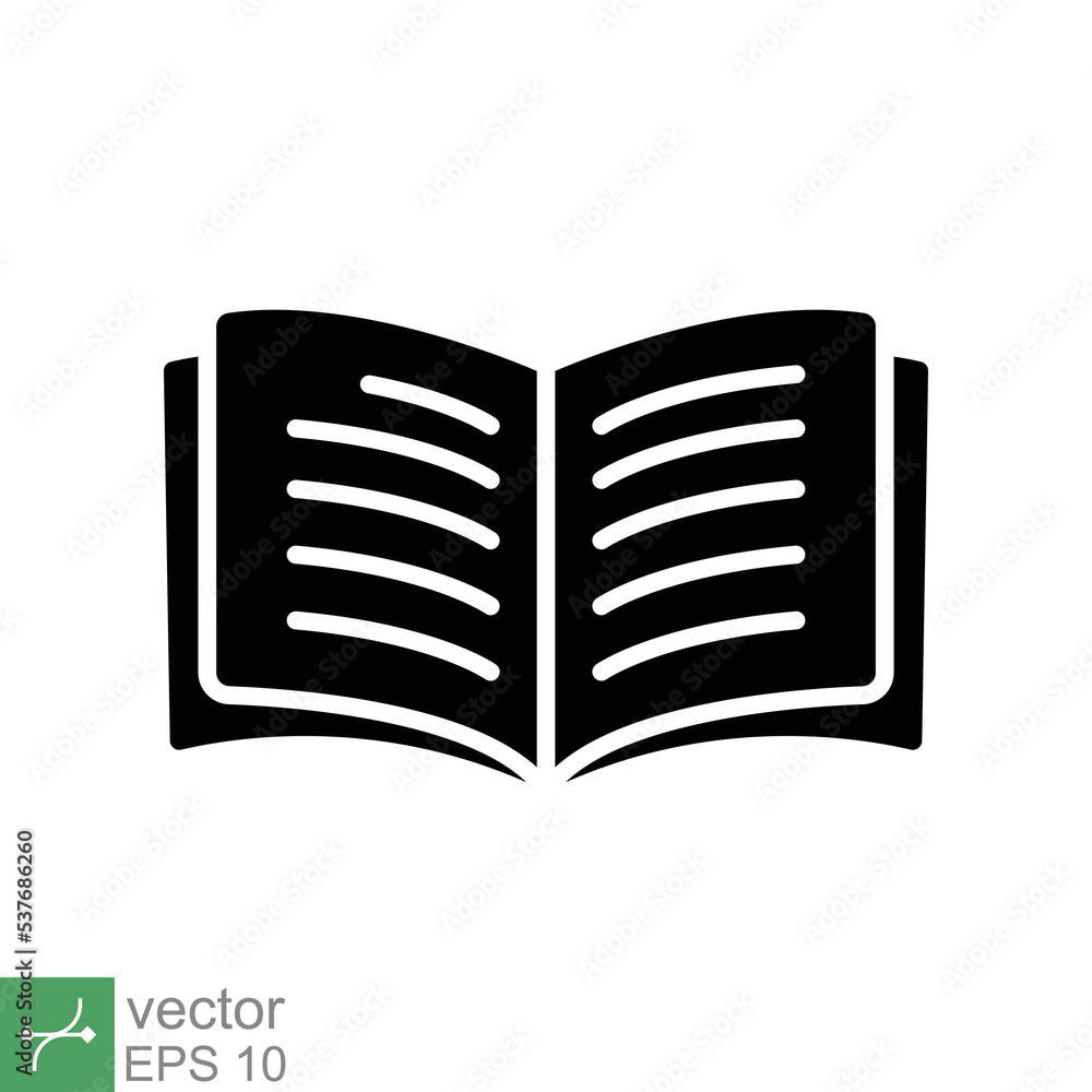Book icon. Simple solid style. Textbook reading, open book, school ...