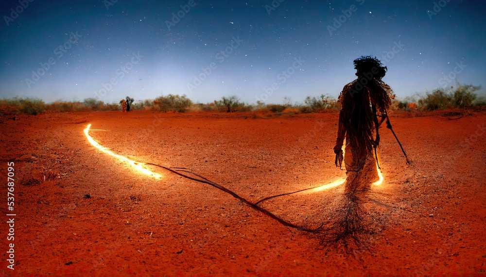 ภาพประกอบสต็อก Songlines are the Australian Aboriginal walking routes ...
