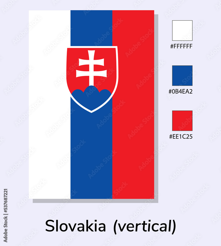 Vector Illustration of Slovakia (vertical) flag isolated on light blue ...