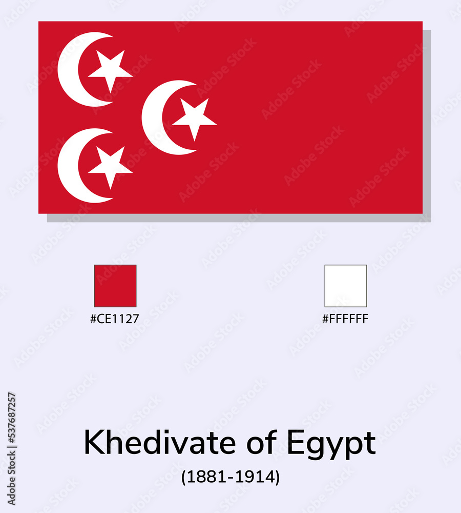 Vector Illustration of Khedivate of Egypt (1881-1914) flag isolated on light blue background ...