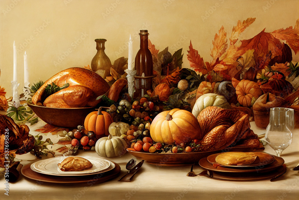 thanksgiving table Stock Illustration | Adobe Stock