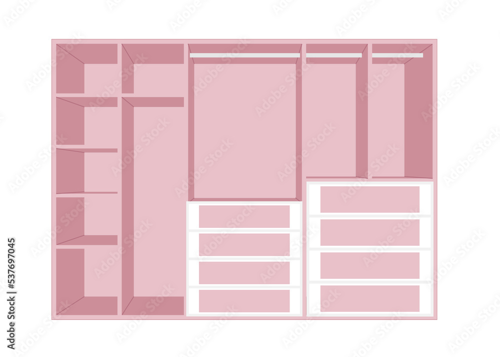 Wardrobe cartoon. Wardrobe isolated on white background. Empty open ...