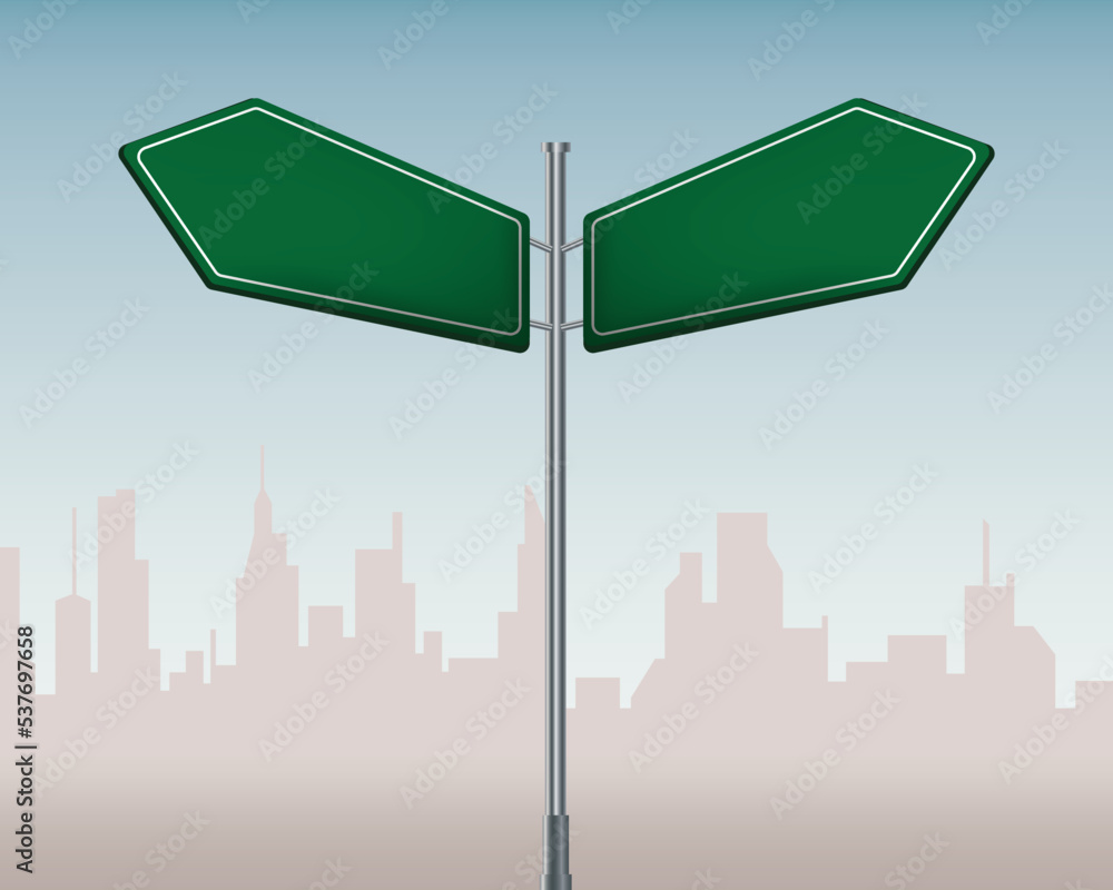 An empty green traffic sign is located at a junction in the capital ...
