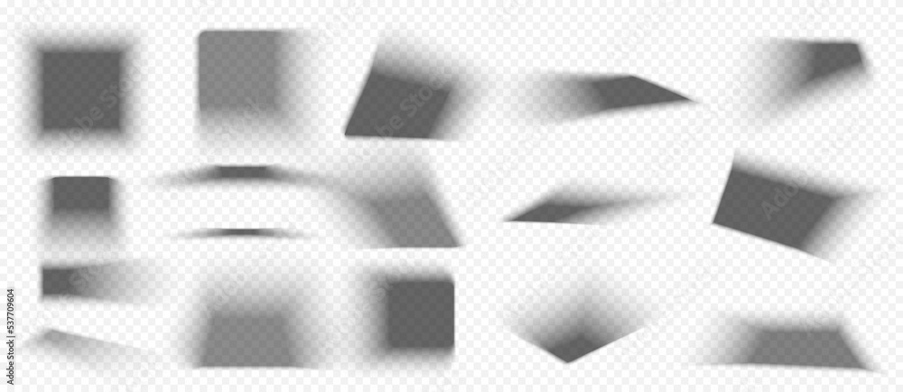 Box shadows square overlay effect. Realistic transparent shades set ...