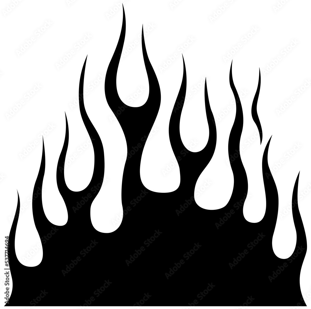 Fire flames isolated on white background. Tribal tattoo design. Stock ...