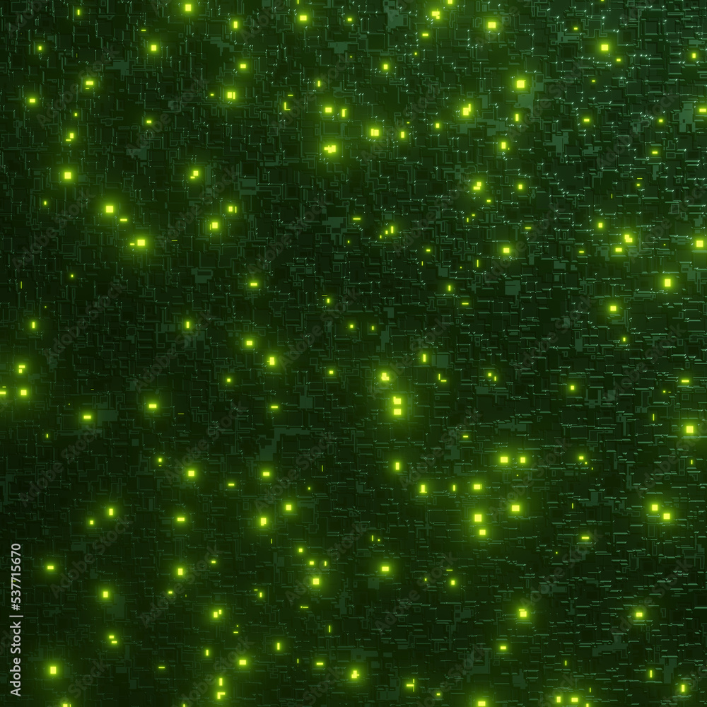 Illustration of an alien green sci-fi metal spaceship architecture ...