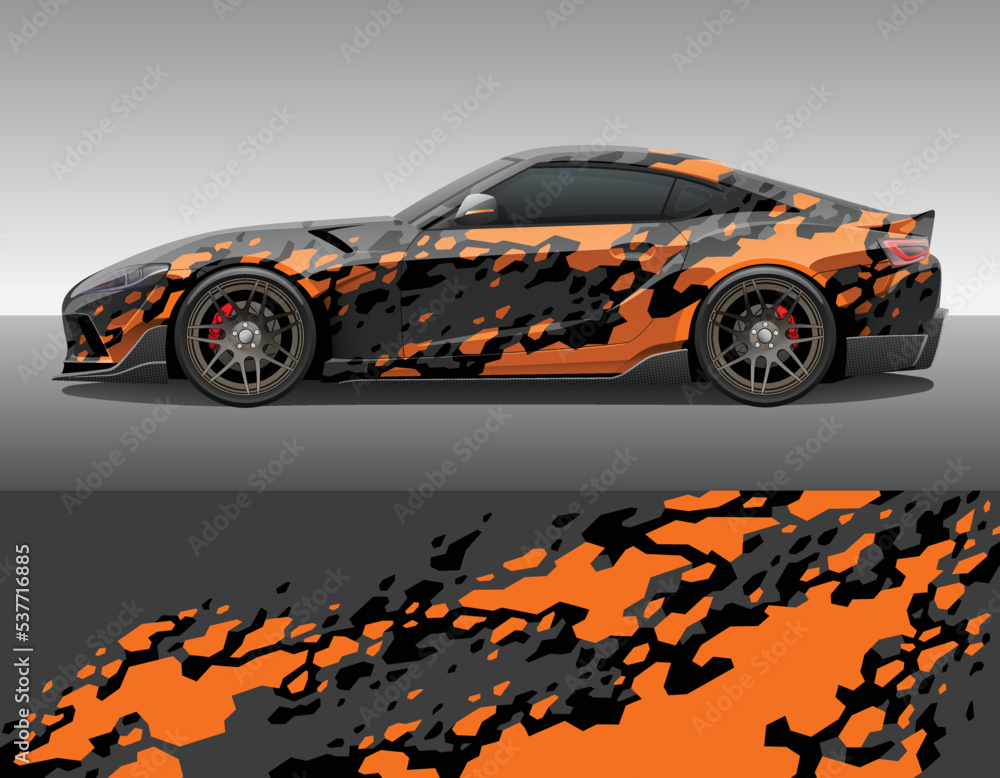 Car wrap vinyl racing decal ornament. Abstract geometric camo splash ...