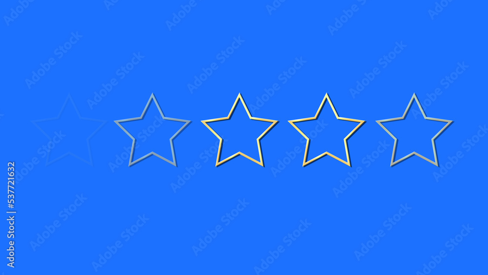Glowing metallic stars with gold border transition, 5-star rating ...