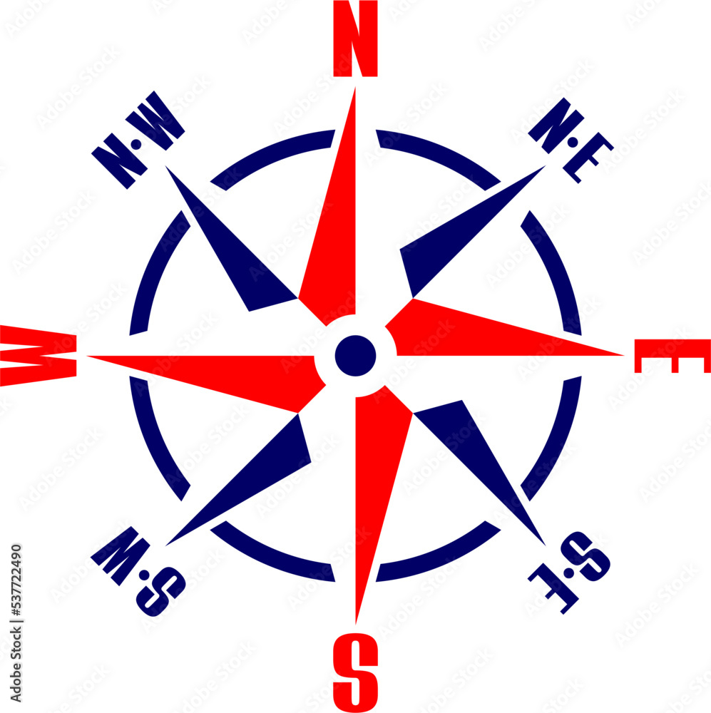 Vector compass icons. North south west and east. Wind rose icon. Black ...