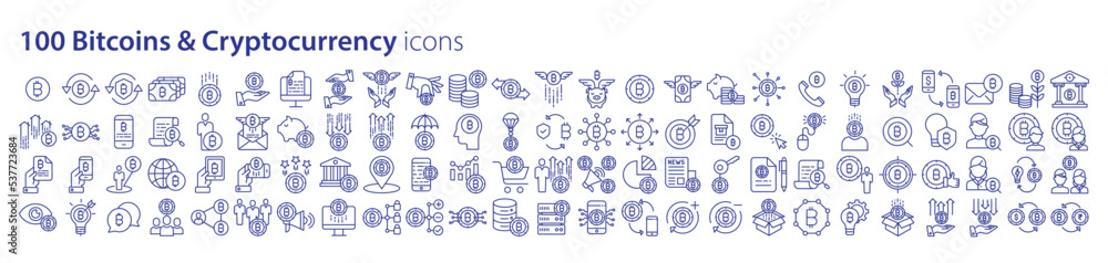 Collection of icons related to Bitcoin and cryptocurrency, including ...