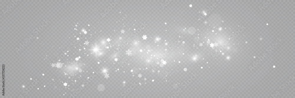 Particles of white magic dust. Shining light particles.Christmas ...