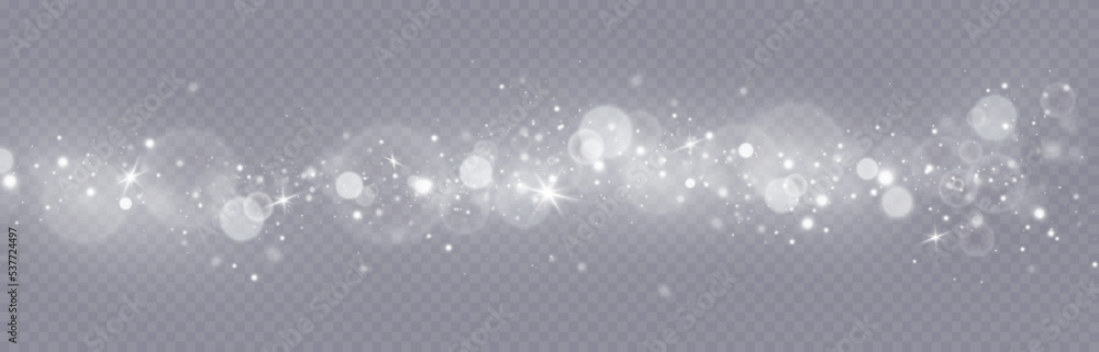 Particles of white magic dust. Shining light particles.Christmas ...