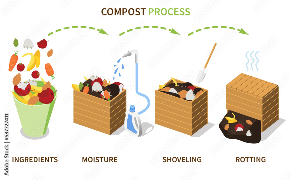 Composting Boxes Process Infographics Stock Vector | Adobe Stock