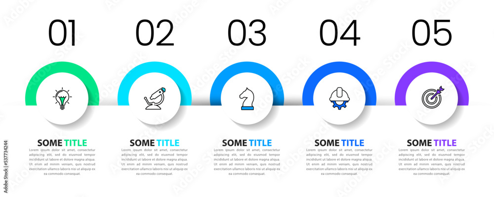 Infographic template. 5 circles in a row with icons Stock Vector ...