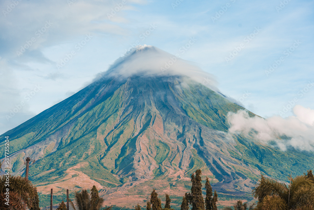 Mayon Volcano, a famous landmark in the Bicol Region of the Philippines ...