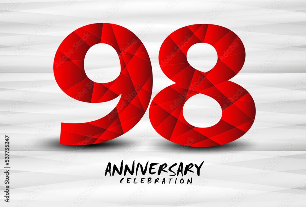 98 Year Anniversary Celebration Logo red polygon vector, 98 Number ...