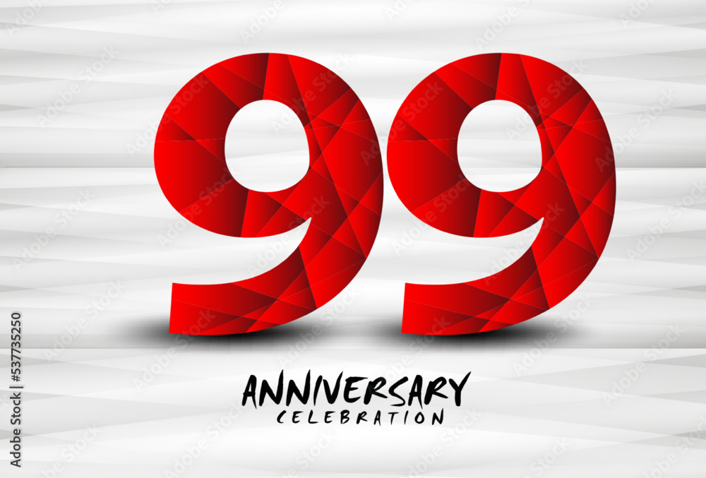 Vetor do Stock: 99 Year Anniversary Celebration Logo red polygon vector ...
