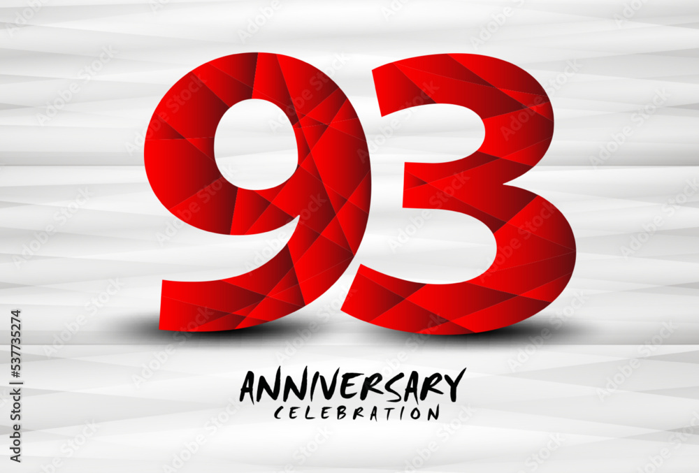 93 Year Anniversary Celebration Logo red polygon vector, 93 Number ...