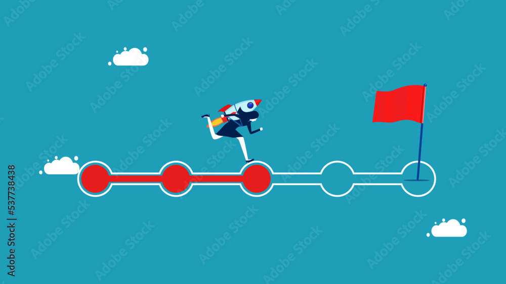 Progress or mission journey to success. determined businesswoman ...