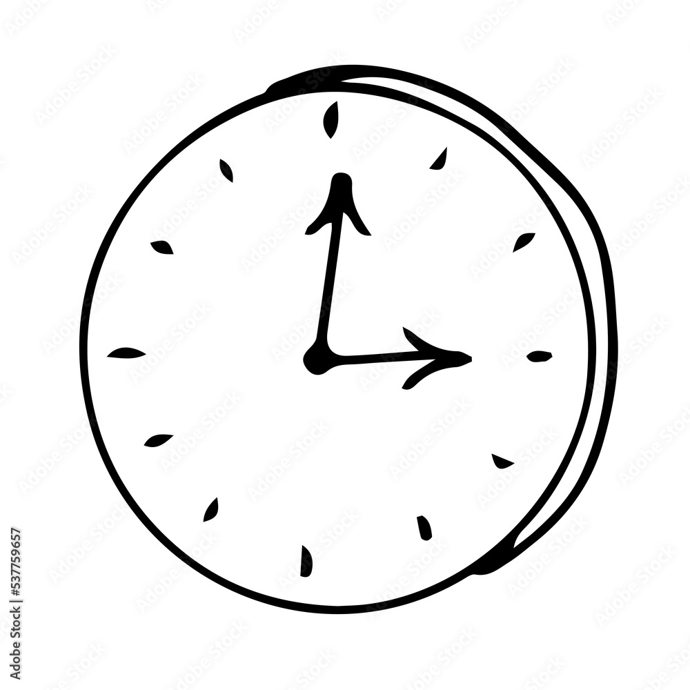 Clock vector illustration, hand drawing doodle Stock Vector | Adobe Stock