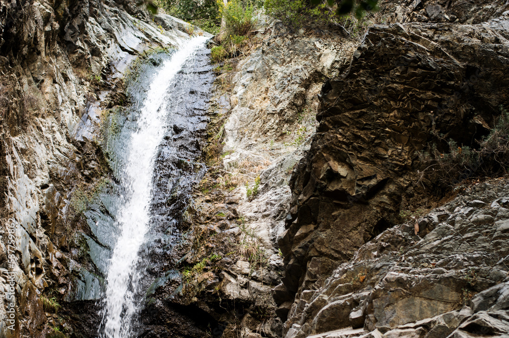 Tall, big bottom of waterfall. Dramatic, powerful bottom of waterfall ...