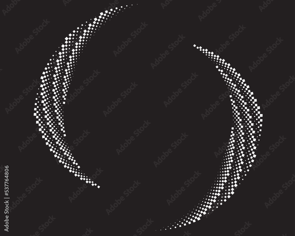 Dotted, dots, speckles abstract concentric circle. Spiral, swirl, twirl ...