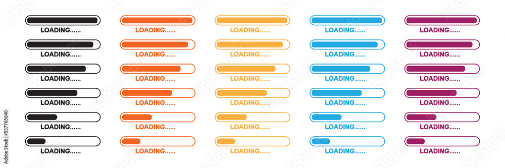 Loading bar progress vector set. Vector icon design template Stock ...
