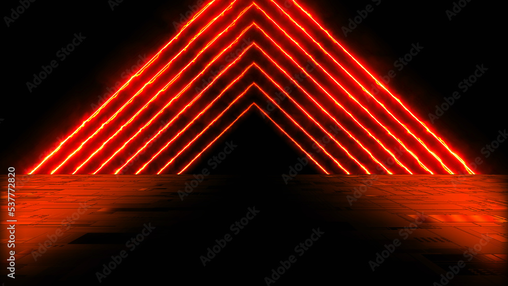 Fire loop animation. Wet asphalt, night view. Fiery reflection on the ...