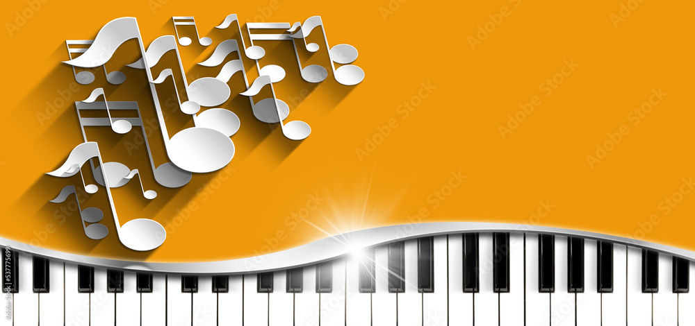 Orange Music Notes Background