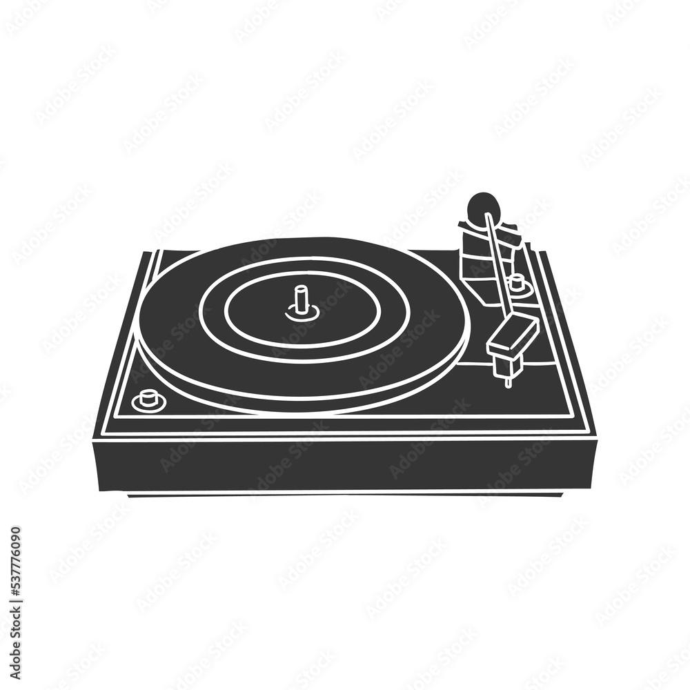 Turntable Icon Silhouette Illustration. Retro Music Vector Graphic ...