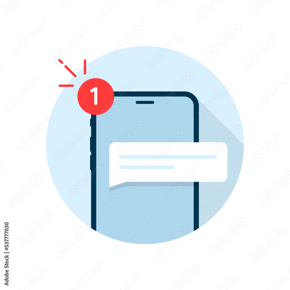 New message notification on smartphone concept illustration flat design ...