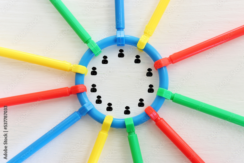 Concept image of unity and teamwork. People icons tied together as a ...