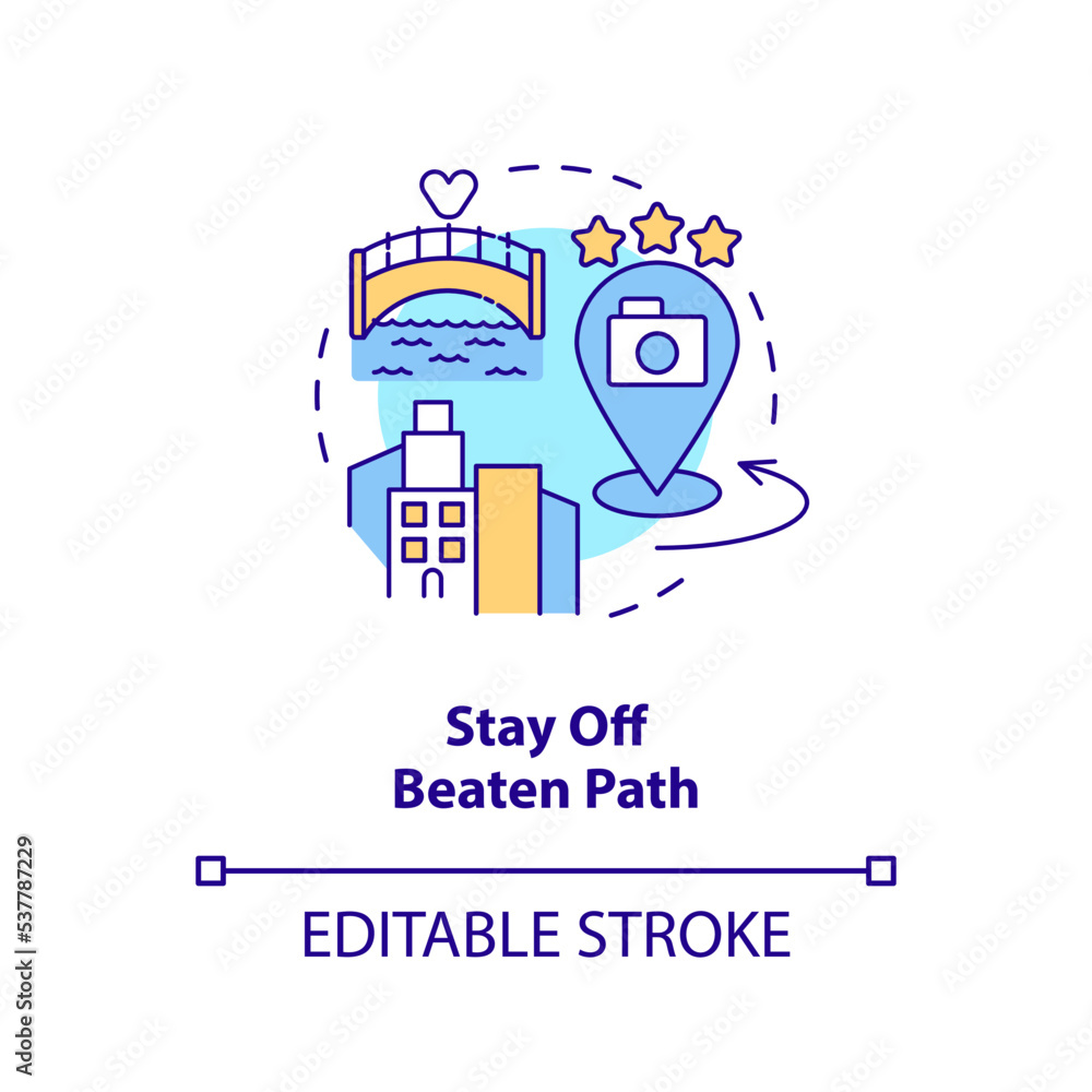 Stay off beaten path concept icon. Avoid tourist-heavy locations ...