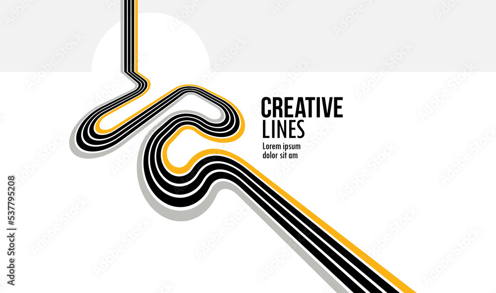 Future lines in 3D perspective vector abstract background, black and ...