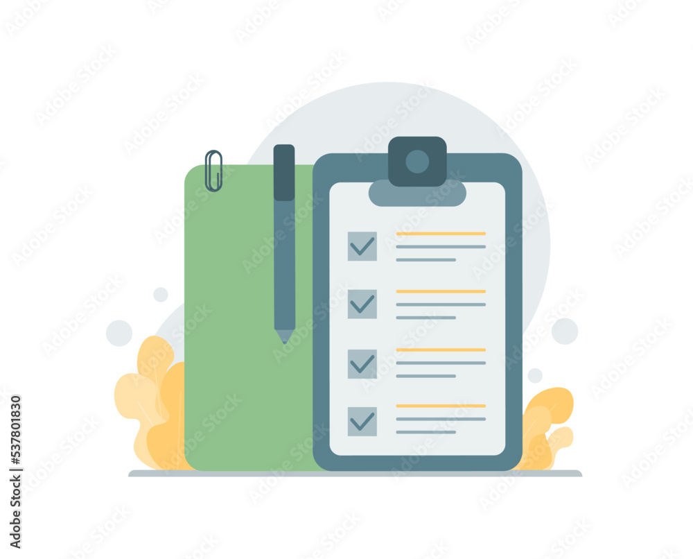 Checklist and pencil drawing ticks checking selection marks. Planning ...
