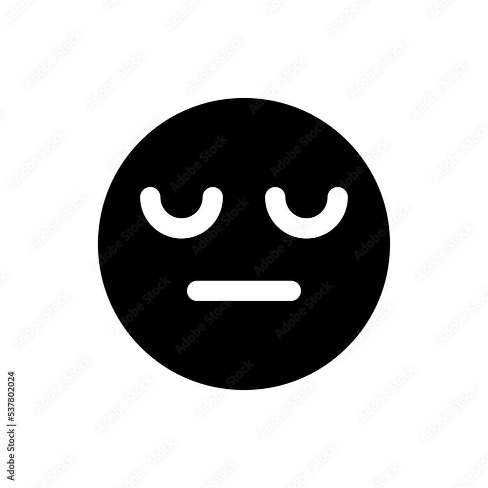 Sleepy face emoji black glyph ui icon. Indifferent emotion. Feelings ...