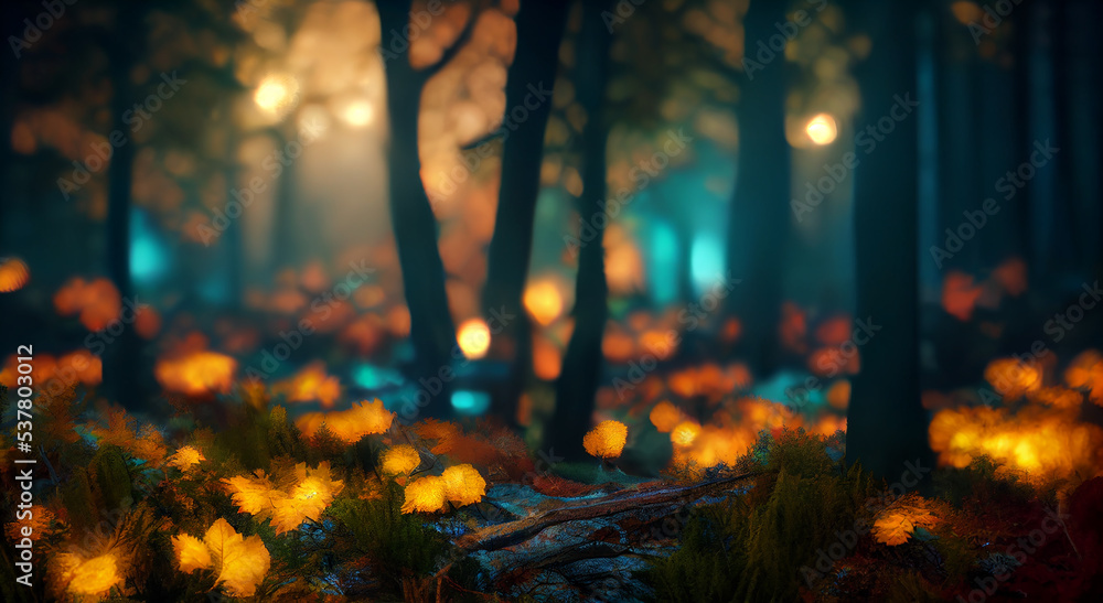 Mystical forest scene at night as digital art 8k wallpaper background ...
