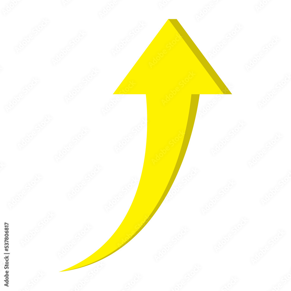 Yellow arrow up. Arrow up icon. Color flat ui for website. Top symbol ...