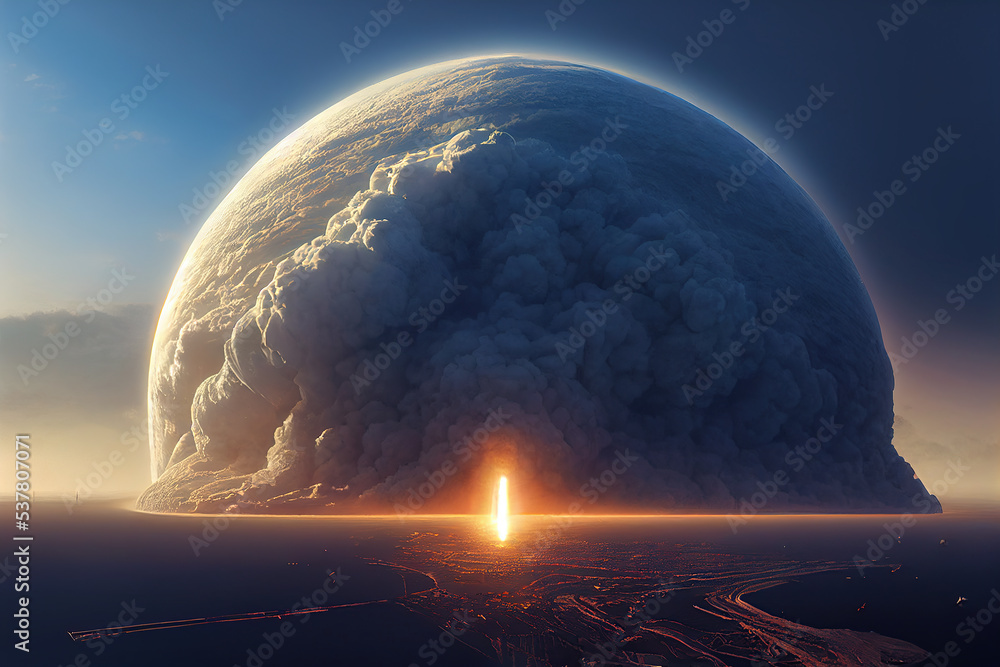 3d Rendering of concept of a third nuclear world war with giant bombs ...