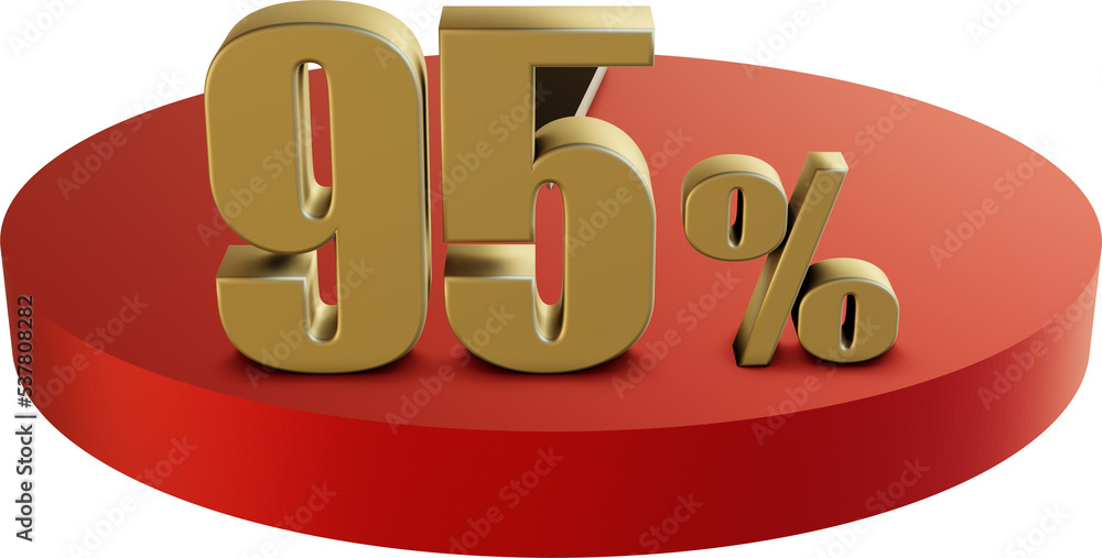 Pie chart 3D illustration 95% percent element. Statistics, increase, growth, rise, Business and ...